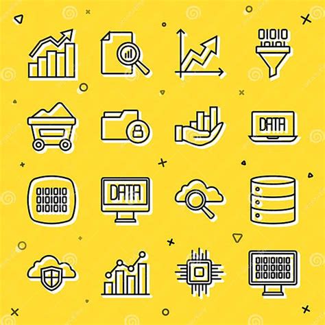 Set Line Binary Code Server Data Analysis Financial Growth Folder And Lock Coal Mine