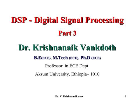 Digital Signal Processor Part 3 Ppt