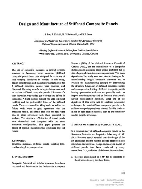 Pdf Design Fabrication And Compression Testing Of Stiffened Composite