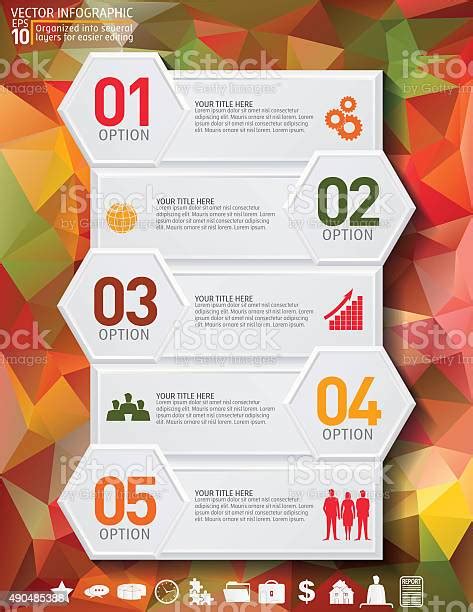 다채로운 기하 육각형 인포그래픽 레드 다각형 배경기술 2015년에 대한 스톡 벡터 아트 및 기타 이미지 2015년 3차원