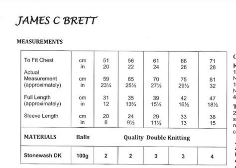 James C Brett Knitting Pattern JB Knitting Crochet Patterns