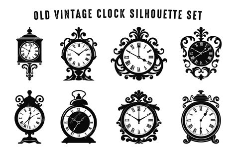 Premium Vector Vintage Clock Silhouette Vector Set Old Decorative Clock Silhouettes Bundle