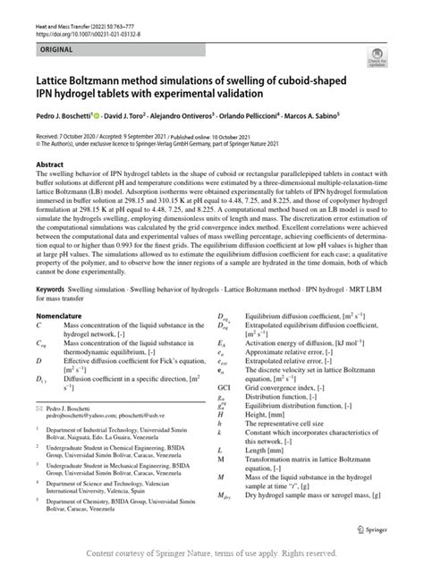 Lattice Boltzmann Method Simulations Of Swelling Of Cuboid Shaped Ipn Hydrogel Tablets With