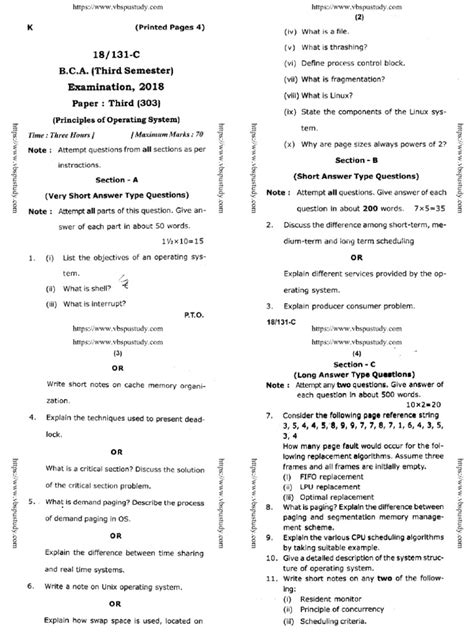 Bca 3 Sem Principles Of Operating System 131 C 2018 Pdf