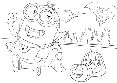Minion Coloring Pages Halloween