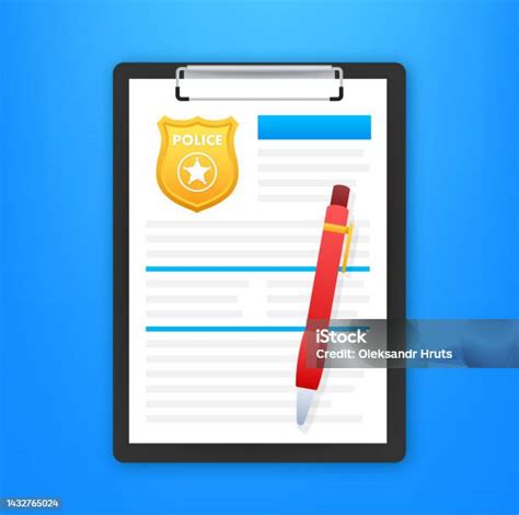 경찰 보고서 경찰 배지가 있는 클립보드 벡터 스톡 일러스트레이션 경찰 배지에 대한 스톡 벡터 아트 및 기타 이미지 경찰 배지 경찰관 고급 요리 Istock