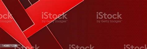 추상 진한 빨강 금속 탄소 중립 겹침 밝은 육각형 메쉬 디자인 현대 고급 미래 기술 배경 게임 기술 와이드 배너 벡터 일러스트