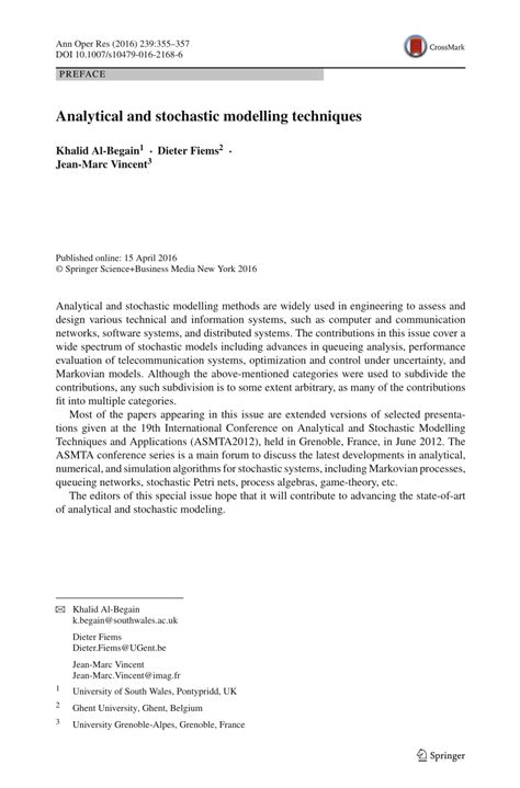 pdf analytical and stochastic modelling techniques
