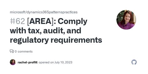[area] comply with tax audit and regulatory requirements · issue 62 · microsoft
