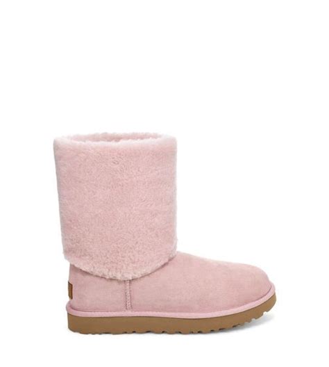 Ugg Womens Classic Short Ii Sherpa Cuff Sheepskin In Pink Crystal