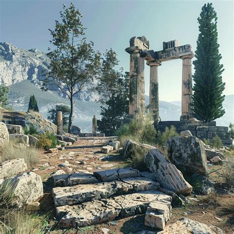 Premium Photo Ancient Stone Structure On Green Hillside Delphi Tholos