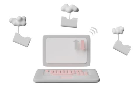 Cloud Folder Icon With Laptop Computer Wifi Isolated Cloud Storage