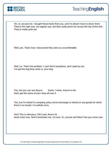 Transcript Situations Returning Goods To A Shopaudio Scriptfinal 1 Pdf