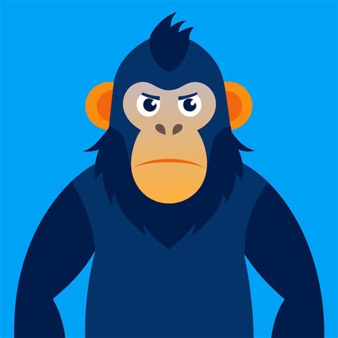 мультфильм гориллы с голубым фоном Премиум Ai сгенерированный вектор