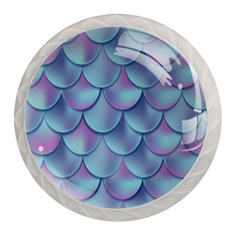 4 Pcs Mermaid Scale Knobs For Kitchen Cabinet Cupboard Dresser Bookcase Drawer Pulls Handles