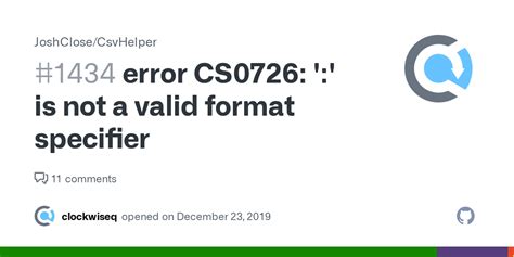 Error Cs0726 Is Not A Valid Format Specifier · Issue 1434 · Joshclosecsvhelper · Github