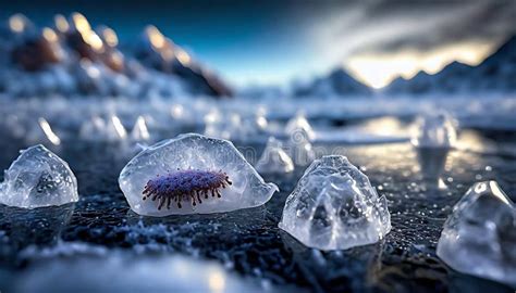 Bacteria In Ice Microbes Preserved In Thawing Ice Generative Ai Image