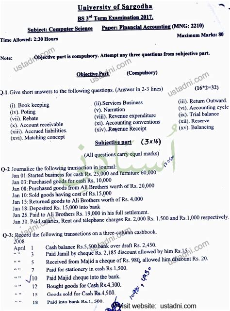 Financial Accounting Bscs 2017 Part 1 Uos Ustadni
