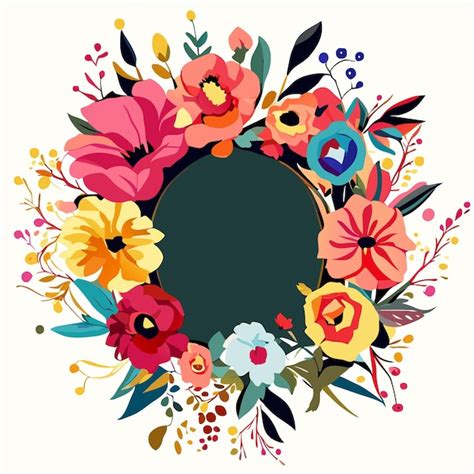 수채화 화려한 꽃 Boho 프레임 디자인 프리미엄 벡터