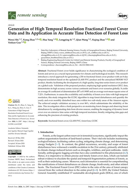 Pdf Generation Of High Temporal Resolution Fractional Forest Cover