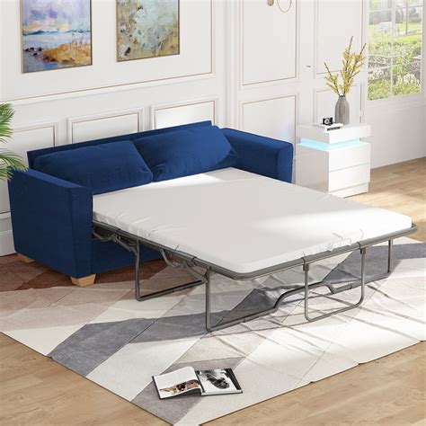 Mixoy Queen Size Pull Out Sofa Bed Loveseat Sleeper With Memory Foam
