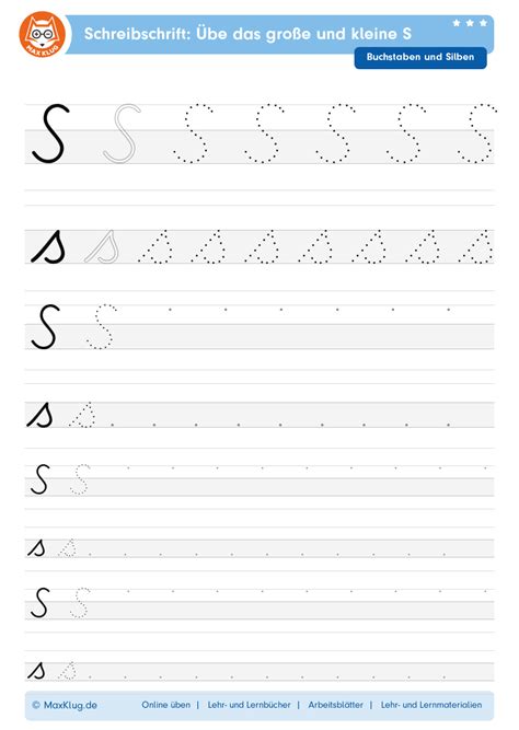 Schreibschrift Übe Das Große Und Kleine S