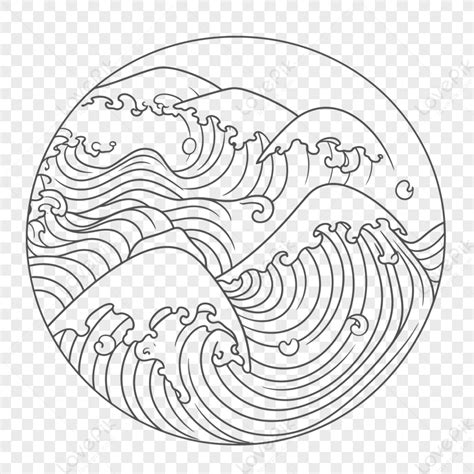 원형 모양의 윤곽선 스케치 드로잉에 많은 파도가 있는 벡터개요개요 예술 Png 일러스트 무료 다운로드 Lovepik