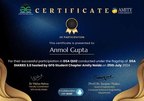 Geeksforgeeks Amityuniversity Dsa Techcommunity Learning Anmol Gupta