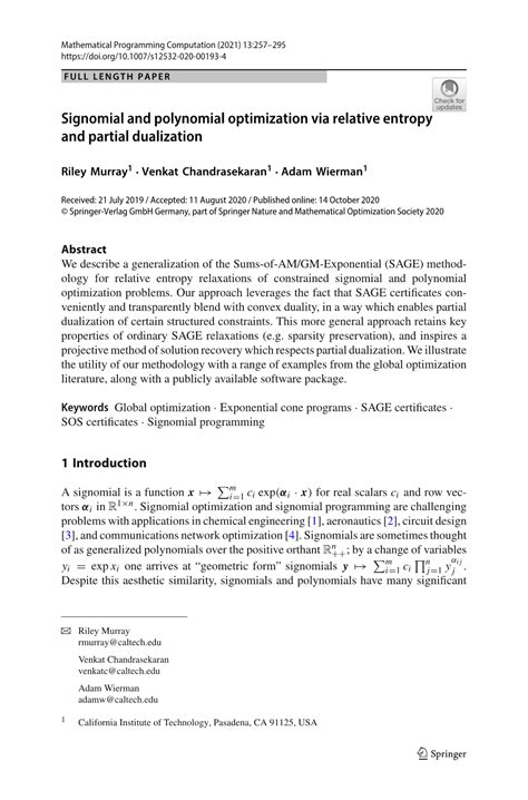 signomial and polynomial optimization via relative entropy and partial dualization docslib