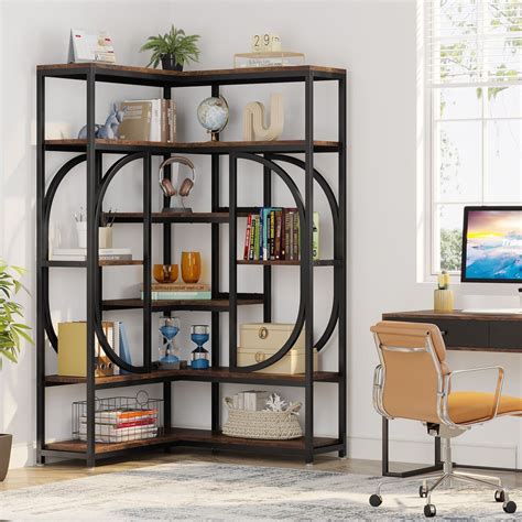 Tribesigns Corner Bookshelf 7 Shelf L Shaped Bookcase Display Rack