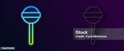 검은 색 배경에 고립 된 빛나는 네온 라인 롤리팝 아이콘 음식 맛있는 기호 벡터 공휴일에 대한 스톡 벡터 아트 및 기타 이미지 공휴일 귀여운 끈적거리는 Istock