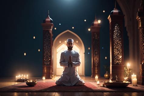 Premium Photo Eid Mubarak Muslim A Man Praying Namaz Islamic Prayer