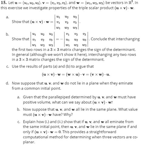 solved 15 let u u1 u2 u3 v v1 v2 v3 and w w1