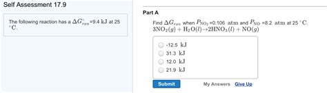 Solved The Following Reaction Has A Delta G Degreerxn 94