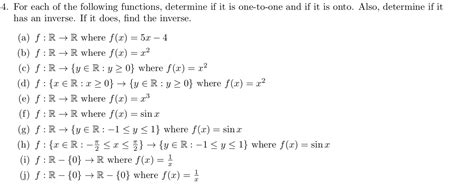 Solved 4 For Each Of The Following Functions Determine If