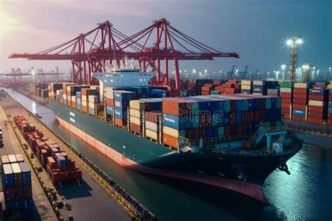 Dynamic Container Ship Operations At Bustling International Freight