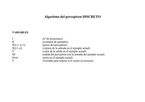 Algoritmo De Aprendizaje Del Perceptron