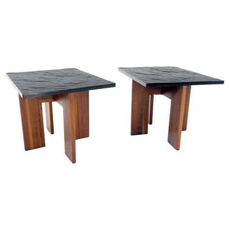 Pair Of Rectangular X Base Glass Tops Coffee Side Tables Stands For