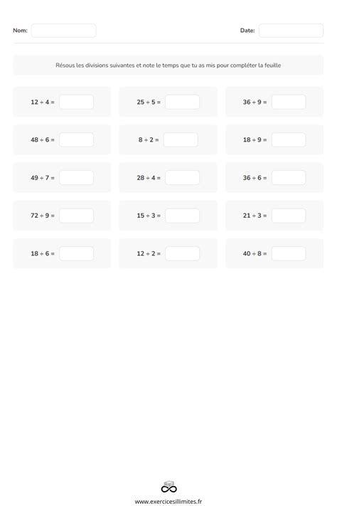 Division Cm1 Exercices Et Fiches à Télécharger