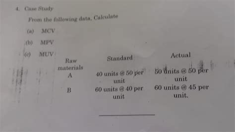 Solved From The Following Data Calculate A MCV B MPV Chegg Com