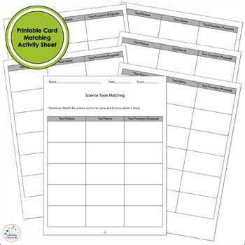 Science Tools Lab Equipment Matching Activity Printable Digital Options