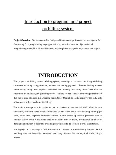 Introduction To Programming Project C Billing System Pdf C Computer File