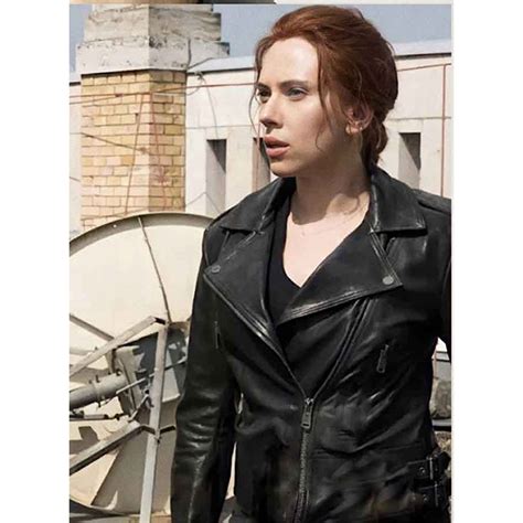 Scarlett Johansson Leather Biker Jacket Black Inland Leather Co