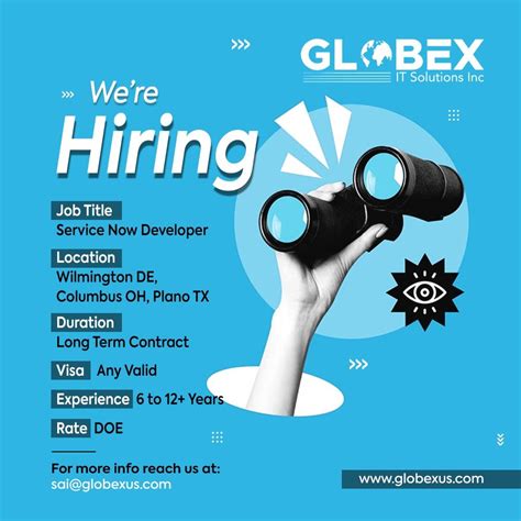 Globex It Solutions Usa On Linkedin Hiring Servicenowdeveloper Joinourteam Businessanalyst