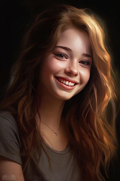 Premium Ai Image Photorealistic Visually Appealing Smiling Teenage Girl