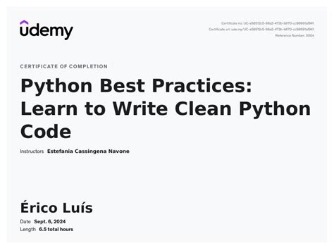 Érico Luís De Oliveira On Linkedin Just Finished The Course “python Best Practices Learn To