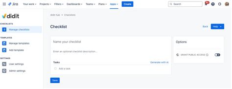 how to create a new checklist in jira in the didit checklist hub 🚀 checklists for atlassian