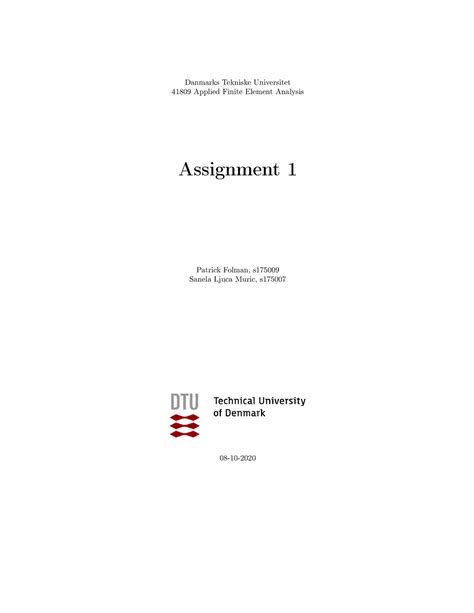Report 2 Project Danmarks Tekniske Universitet 41809 Applied Finite Element Analysis