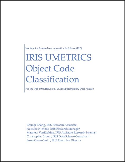 Iris Umetrics Object Code Classification 2022 Iris