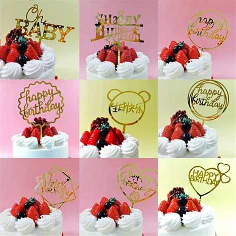 Badu Bg 10 бр Множество стилове Честит рожден ден Торта за торта черно злато Торта за торта